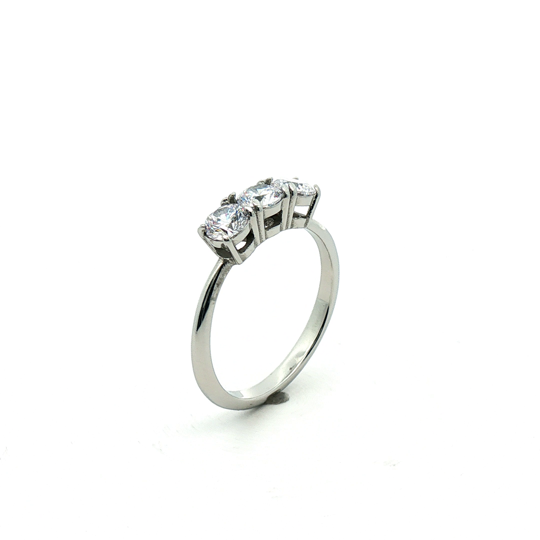 White Gold Multistone Ring With Round Brilliant Cut Diamonds | JING RUI ...
